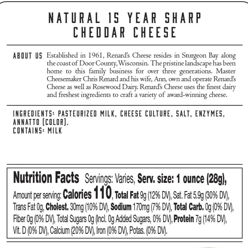 15 Year Aged Cheddar Cheese Delight – Renard's Cheese