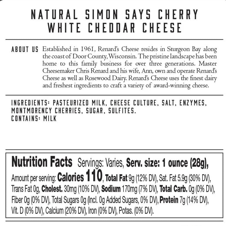 Simon Says Cherry White Cheddar Cheese – Renard's Cheese